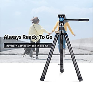 SIRUI Carbon Fiber Tripod Lightweight 2lbs with Panoramic Video Head, 59.8” Compact Camera Tripod Quick Release Leg Setup, Reversible Center Column, Reverse Folding Legs, Max Load 11lbs - Traveler X