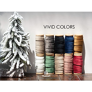 Vitalizart Velvet Ribbon Dusty Green Blue 3/8" x 15 Yd Fabric Trim 3 Rolls * 5 Yd for Christmas Wreath Decoration Craft Ornaments Gift Wrapping Bows