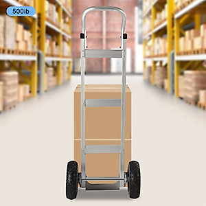 440/550lbs Industrial Hand Truck Cart, Aluminum Alloy Truck Dolly with Collapsible Wheels & Telescoping Handle, Heavy Duty Dolly Cart, 18.11 * 20.27 * 59.84in (500Lbs)