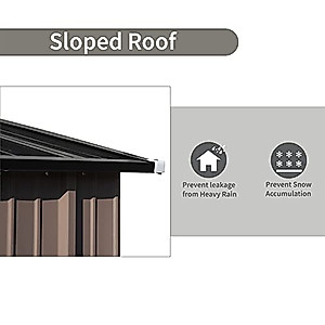 Rhomtree 5' x 3' Metal Outdoor Storage Shed, Steel Utility Tool Shed Storage House with Door & Lock, Metal Sheds Outdoor Storage for Backyard Garden Patio Lawn (Brown)