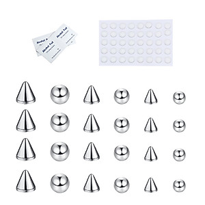 JOERICA Fake Nose Eyebrow Ring Fake Lip Labret Studs Replacement Ball with 40pcs Sticker Faux Nose Studs Non-Piercing Body Jewelry Fake Skin Piercing