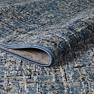 LOOMAKNOTI Celena Altenz 2' x 7' Blue Abstract Indoor Runner Rug