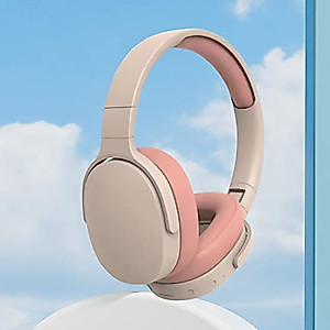 Over-Ear Headphones Wireless Bluetooth Noise Cancelling Headphones Soft Earmuffs Head-Mounted Headphones Lightweight Wireless Headphones Hifi Stereo, LED, PC/Cell Phones/TV/Mp3/Mp4 Cool Stuff (Pink)