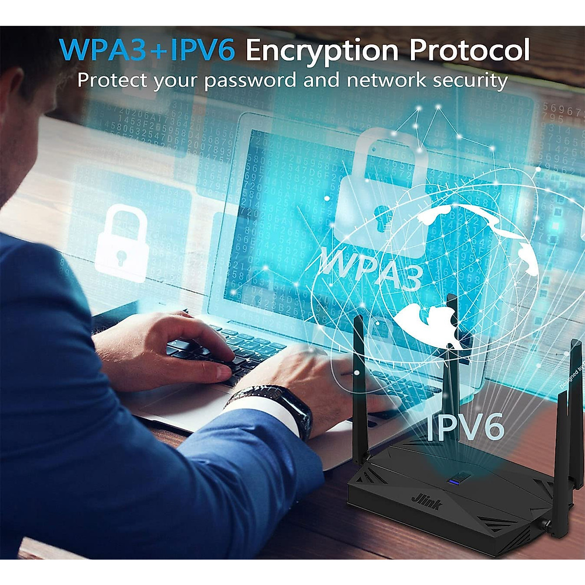 WiFi 6 Router - Jlink 5Ghz 1.8 Gbps Smart Wireless Wi-Fi 6 Router AX1800, 4-Stream 8K Computer Internet Router for Home, Dual Band TWT 100M Router Up to 1700 sq. ft, WPA3 IPV6 Security, 128 Devices