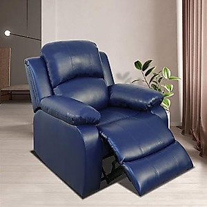 Ocstta Manual Leather Recliner Sofa Set for Living Room Furniture Set,Leather Recliner Couch Set for Home/Office,Leather Couch Set for 3-Pieces(Sofa+Loveseat+Chair) Blue