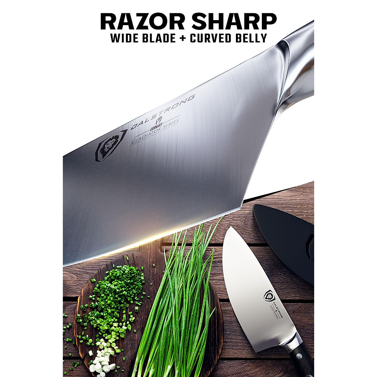 Dalstrong Herb & Salad Rocking Mincing Knife - 7 inch - Gladiator Series Elite - German HC Steel - w/Sheath - Vegetable Knife - Kitchen Knife - NSF Certified