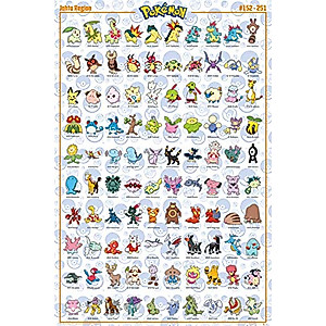 Pokemon - TV Show/Gaming Poster (100 Johto Region Pokemon) (Size: 24" x 36")