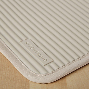 KitchenAid Ribbed Soft Silicone Water Resistant Pot Holder Set, Milkshake (2 Piece Set, 7"x9") and KitchenAid Gingham Mini Oven Mitt 2-Pack Set, Milkshake Tan (5.5"x8")