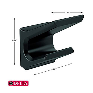 Delta Faucet 79936-BL Pivotal Wall Mounted Double Towel Hook in Matte Black, Bathroom Accessories
