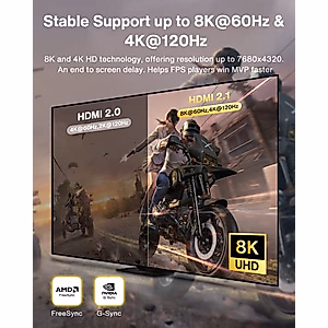 8K HDMI Cable 2.1 Certified 48Gbps 6.6ft/2m IVANKY Ultra High Speed HDMI 2.1 Cable Braided Cord 8K@60Hz 4K@120Hz, DTS:X, eARC HDR 12 HDCP 2.2&2.3, RTX 3090, Dolby for Roku TV/PS5/PS4/Xbox/HDTV/Blu-ray