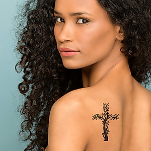FashionTats Modern Cross Temporary Tattoos | 9-Pack | Skin Safe | MADE IN THE USA | Removable