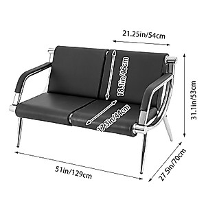 Rosyouth Waiting Room Chairs, 2 Seat Waiting Room Reception Bench, Waiting Room Reception Chair Bench, Reception Furniture for Hospital, Bank, Barber, Hall, Conference