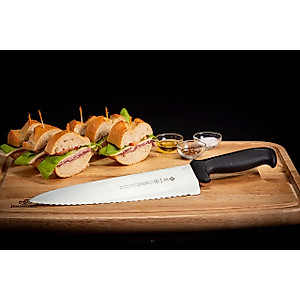 Mundial 5600 Series 10 in Bread or Sandwich Knife Serrated Edge, Black