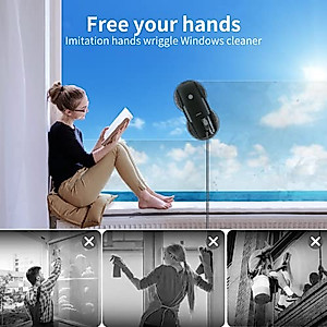 FMART T9 Window Cleaning Robot,Remote Control Robotic Window Cleaner,Auto Ultrasonic Spray Automatic Window Cleaner Robot,Include 12 Microfiber Cloths,for Indoor/Outdoor High Rise Windows/Ceilings