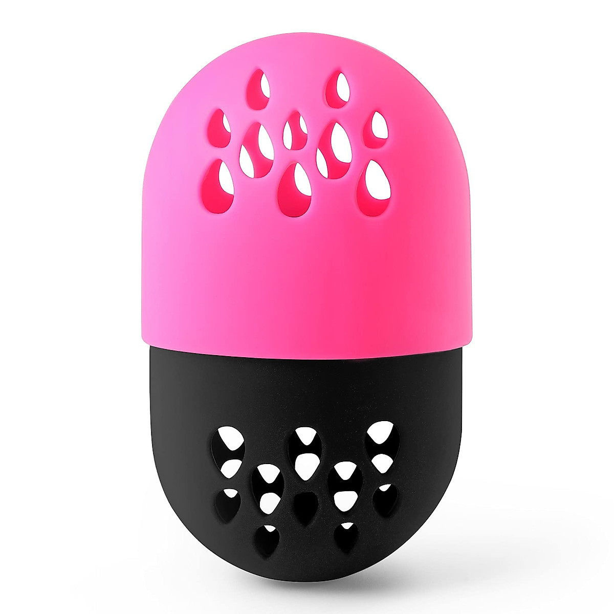 keilend Makeup Sponge Holder, Beauty Sponge Container with Cover,Reusable Protective Carrying Container,Sponge Dustproof Case for Travel, Home(Pink-Black)