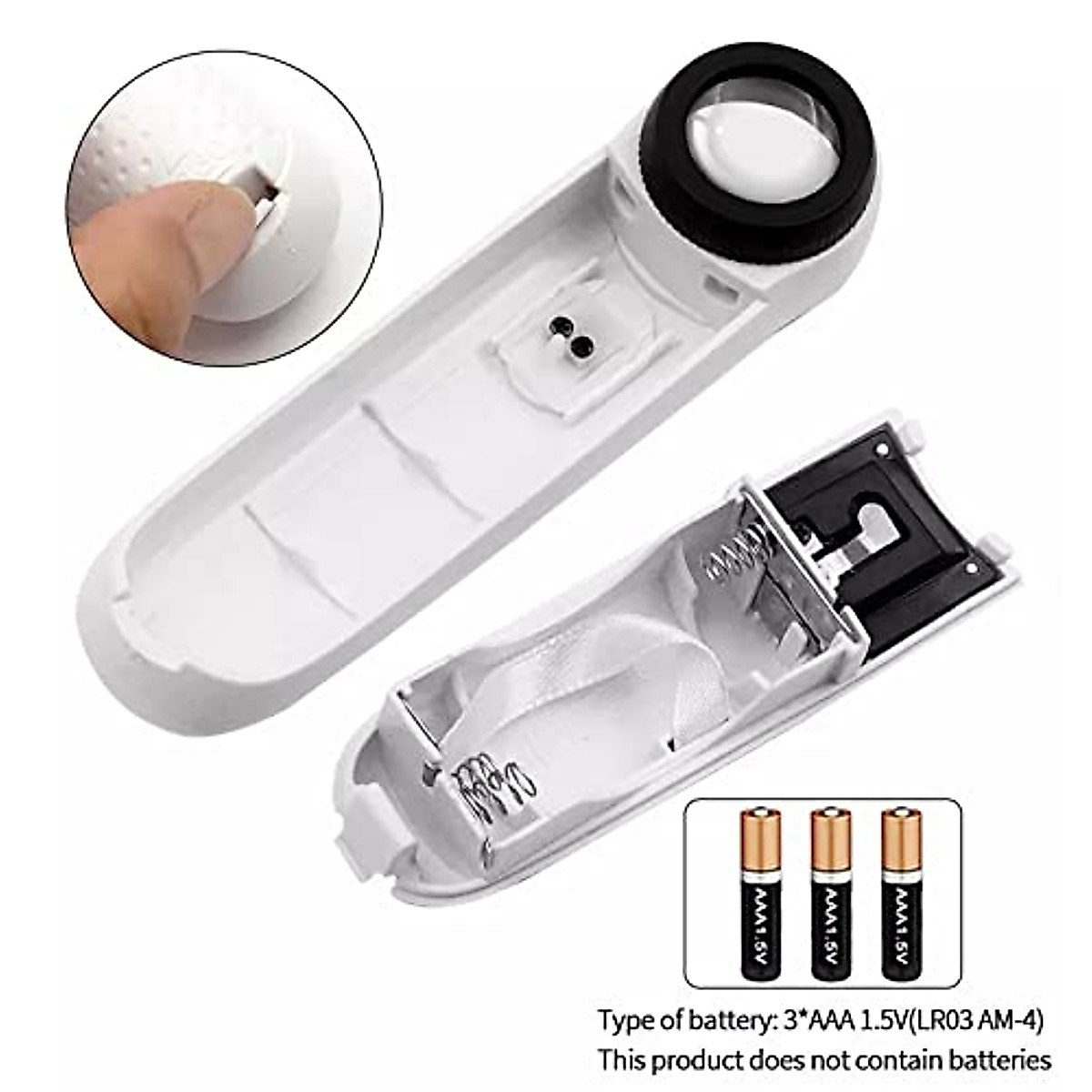 Handheld 40x High Power Hand Held Magnifier Magnifying Glass with 2-LED Light (White )