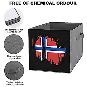 Retro Norwegian Flag Canvas Collapsible Storage Bins Cube Organizer Baskets with Handles for Home Office Car