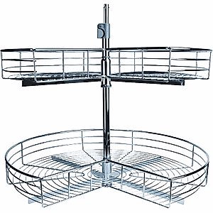 IMEX Kidney Shaped Lazy Susan - Wire Rotating Corner Organizer, Turntable for Cabinet, Chrome (Wire Susan 32” Kidney Shape)