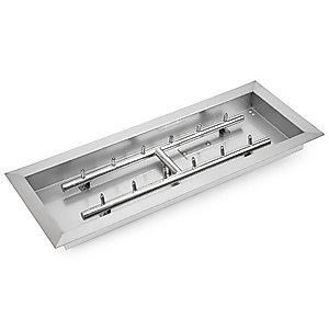 Stanbroil 24" x 8" Drop-in Fire Pit Burner and Pan, Upgrade Stainless Steel Jet Burner, High Flame, 90k BTU Max