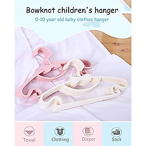 XIANGBINXUAN Kids Hangers Plastic Hanger, Lightweight Dress Hanger with Hook Cute Bow Space Saving Clothes Hanger Strong Durable - Great As Toddler or Infant Clothes Hangers (Beige 30pcs)