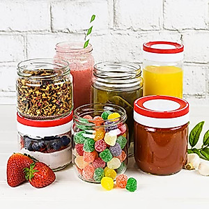 Tribello Wide Mouth Mason Jars 14 Oz, 4-Pack Glass Canning Jars Featured With Plastic Rubber Airtight Lids For Meal Prep, Food Storage Overnight Oats, Jelly, Dry Food Canning, and Homemade Yogurt
