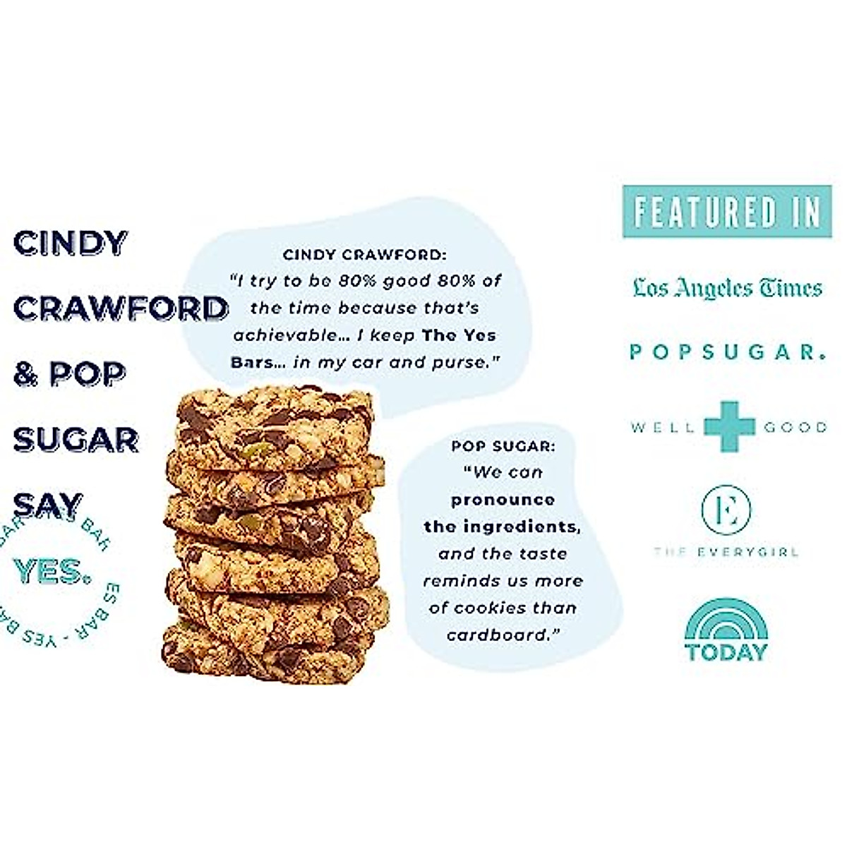 The YES Bar – Dark Chocolate Chip – Plant Based Protein, Decadent Snack Bar – Vegan, Paleo, Gluten Free, Dairy Free, Low Sugar, Healthy Snack, Breakfast, Low Carb, Keto Friendly (Pack of 6)