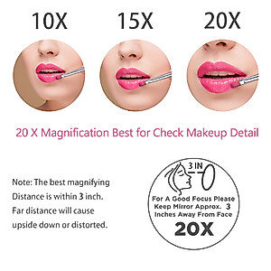 JMH 20X Magnifying Mirror with 3 Suction Cups for Easy Mounting– Use for Makeup Application - Tweezing – and Blackhead/Blemish Removal, 6 Inch