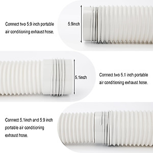 NEAGLORY Portable Air Conditioner Exhaust Hose Coupler Universal 5.1 Inch & 5.9 Inch Diameter Air Conditioner Hose Connector Extender, Fit for Clockwise & Counter Clockwise AC Threads Hose Extension