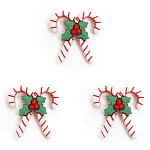 Candy Cane Buttons by Dress It Up Buttons and Embellishments - Holiday Collection, Red White & Green, 24mm