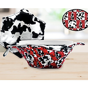 Cow Print Kitchen Microwave Bowl Holders 2 Pack for Hot Food Set of Bowl Potholders Soup Bowl Cozy Bowl Hot Pads Hot Bowl Holder Multipurpose Hot Heat Proof Plate Holder Pot Holders for Bowls