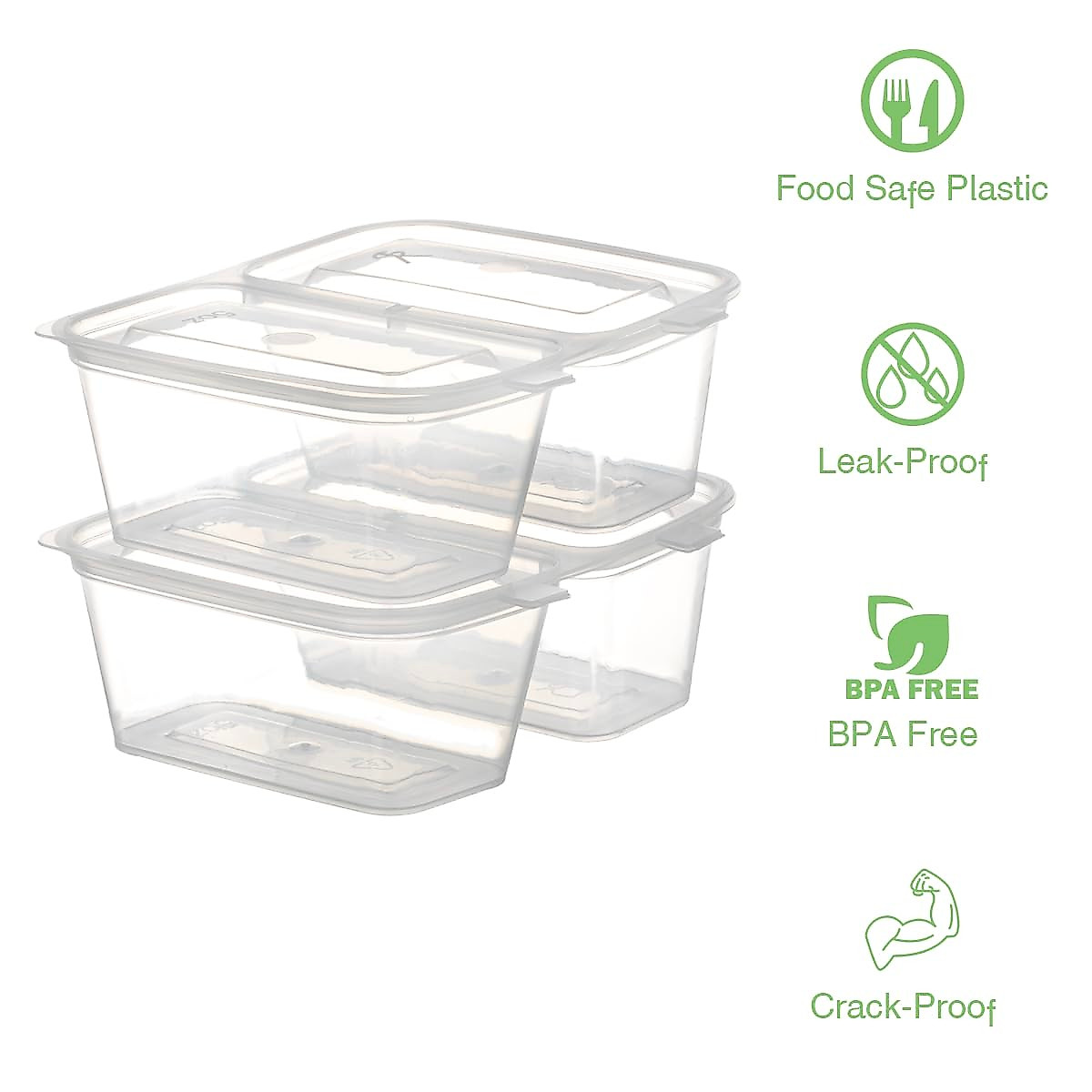 MOACOCK Double Compartment Condiment Container, 50Pcs Sauce Containers with Lids 5 oz Stackable Disposable Condiment Containers for Meal Prep, Sauce, Snack