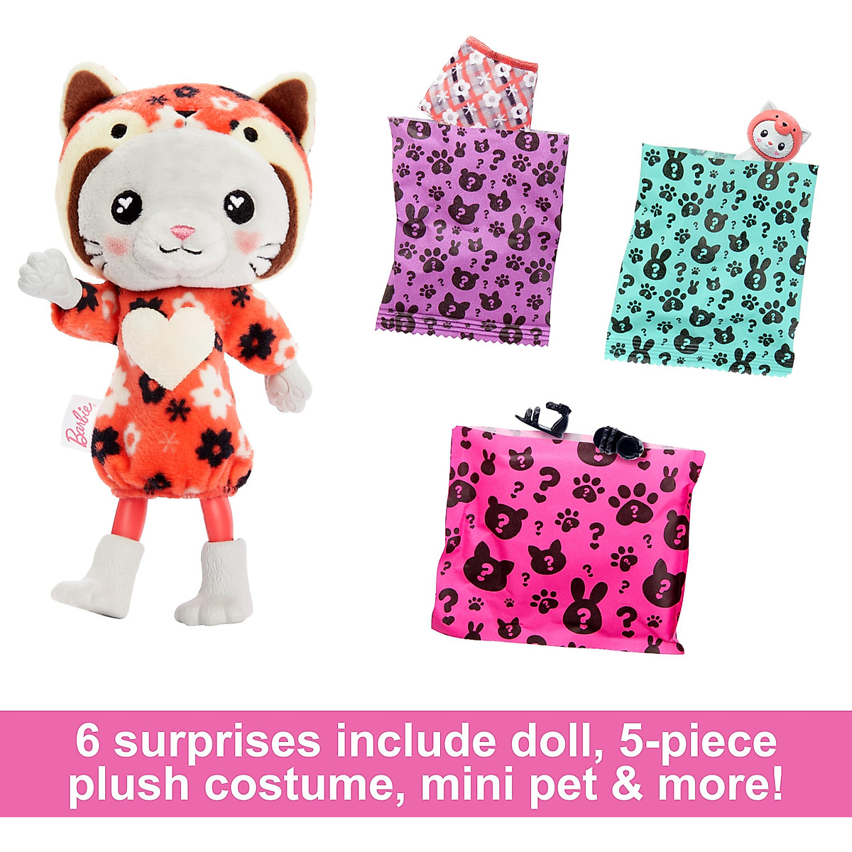 Barbie Cutie Reveal Chelsea Doll & Accessories, Animal Plush Costume & 6 Surprises Including Color Change, Kitten as Red Panda