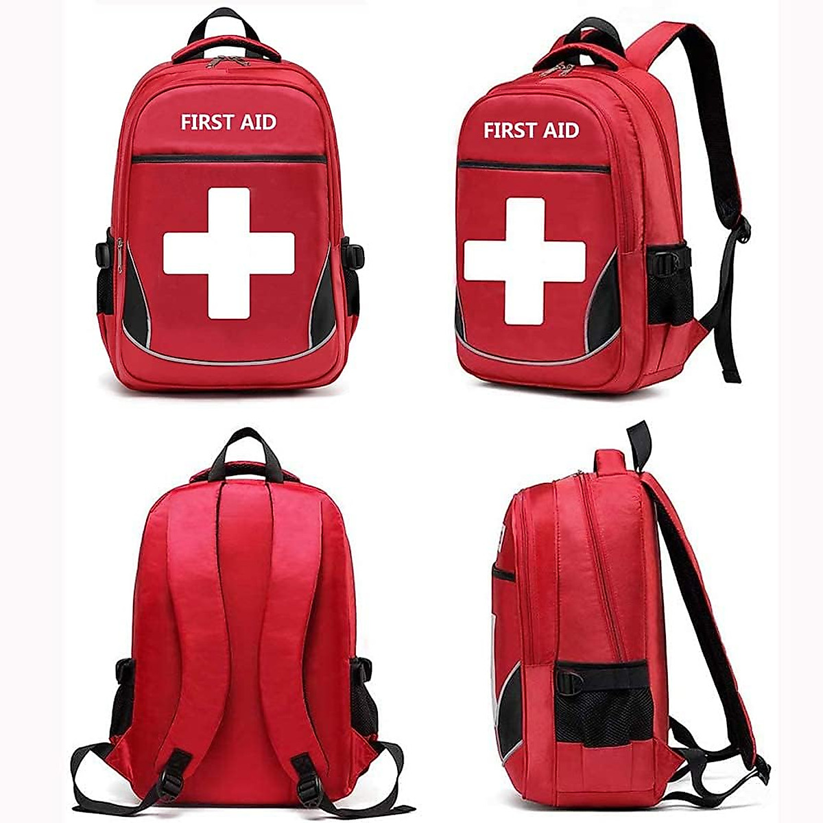 Camoredy First Aid Bag Empty Red Emergency Medical Bag First Responder Trauma Multi-Pocket Traveling Field Trips Camping Essentials (RED-1PCS)