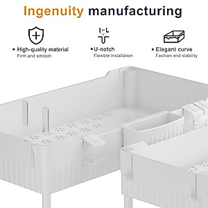 Sevenblue 2 Pack Under Sink Organizers and Storage,Under Bathroom Cabinet Organizer with Hooks Hanging Cup,Multi-Purpose Storage Shelf for Kitchen Bathroom,(White)