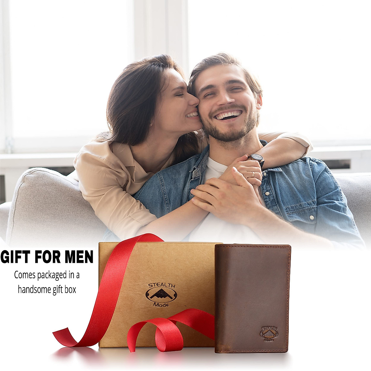 Stealth Mode Trifold Leather Wallet for Men with RFID Blocking (Brown)