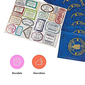 Kicko Passport Sticker Book for Boys and Girls 6in - 12 Pack Pad of Famous Places Motivational Treats, Party Favors, Game Prizes, Wall Decals, Scrapbooks, Collections, School Supplies, Arts and Crafts