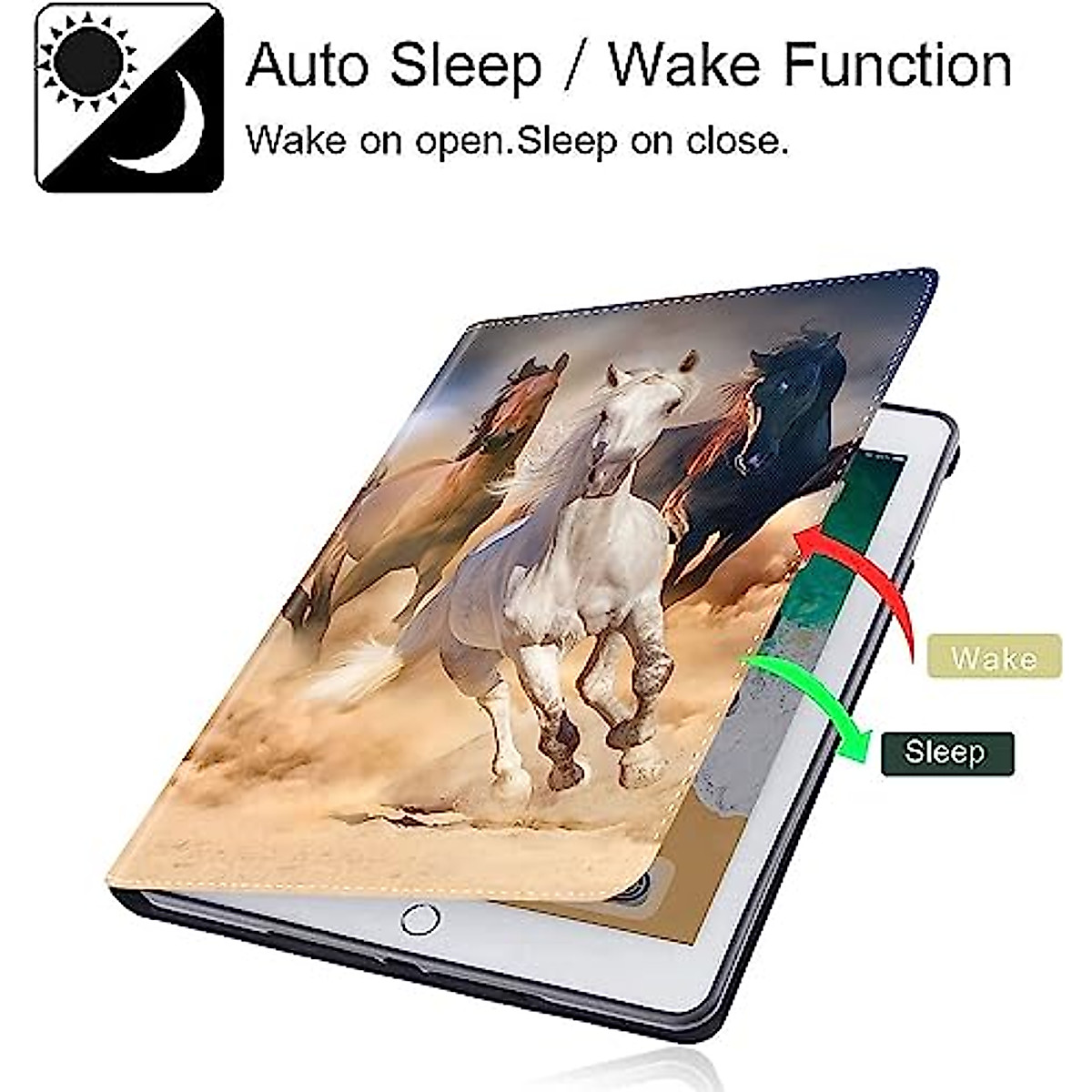 Case for iPad Pro 11 Inch 4th/3rd/2nd/1st Generation 2022/2021/2020/2018, Fit Also iPad Air 4/5 th 10.9 inch Adjustable Stand Auto Sleep/Wake, Horse