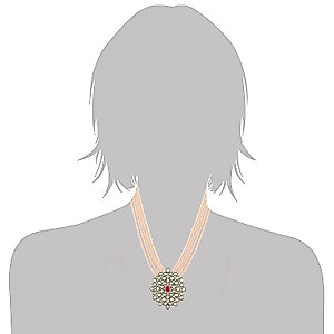 JewarHaat Indian Bollywood Gold-Plated Pearls Studded & Beaded Long Jewellery Set For Women (Kundan Inspired, Peach)