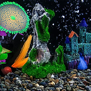 NW Wholesaler 6.75 Inch Fish Tank Mossy Rock Fish Tank Decoration - Fish Hideaway for Saltwater and Freshwater Aquarium Decor