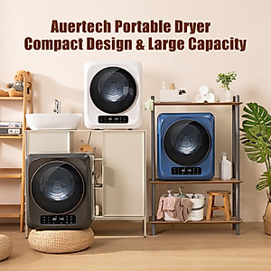 Auertech Portable Dryer with LCD Control Panel, 1.5 cu.ft Mini Clothes Dryer Machine with Stainless Steel Tub, 5 Modes, 850W 10 lbs Front Load Small Electric Dryer for Apartment, Laundry, RVs (White)
