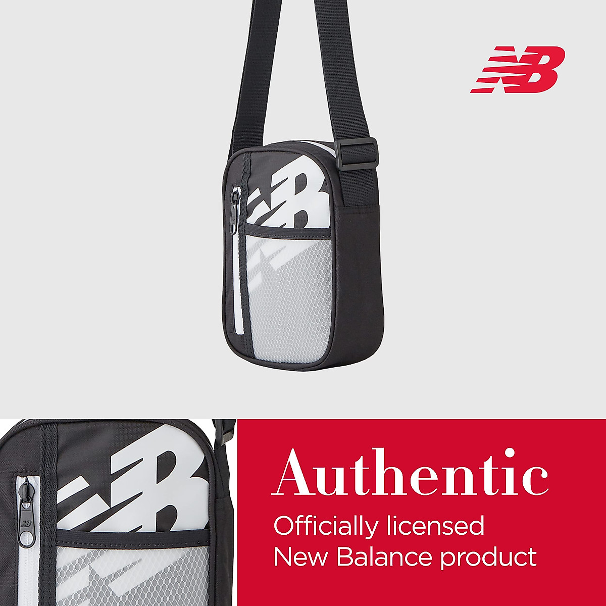 New Balance Shoulder Bag, Core Performance Crossbody Purse for Men and Women, Black