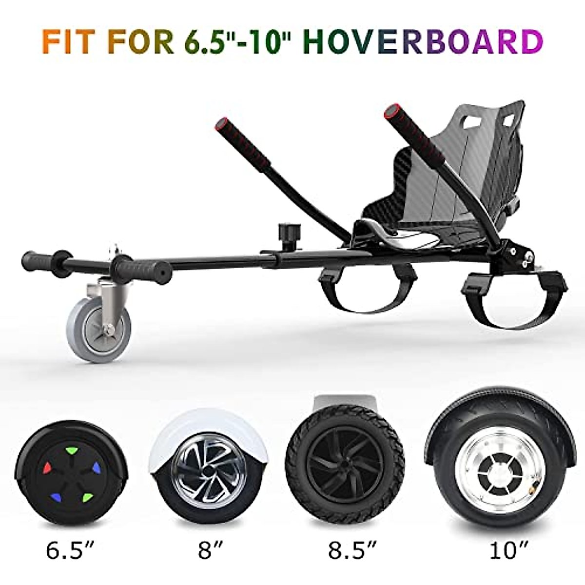 COOL&FUN Hoverboard Seat Attachment Go Kart Adjustable Frame Length Accessory for 6.5''8''10',Hoverboard Accessories for self Balancing Scooter