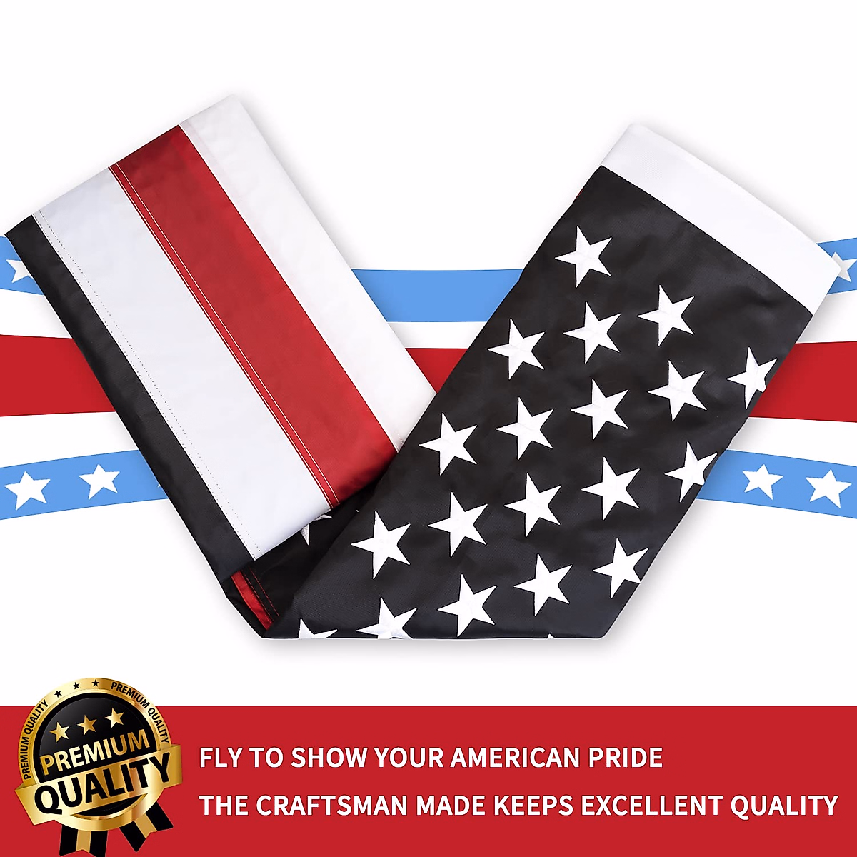 XIFAN Blue Line American Flag Blue Lives Matter 3x5 Outdoor - Heavy Duty 210D Nylon USA Police Flag with Blue Stripe - Embroidered Stars/Sewn Stripes/Brass Grommets - Honoring Law Enforcement Officers