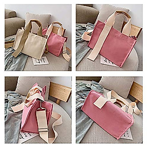 Women's Large Canvas Tote Bag Simple Shoulder Shopping Bag Solid Color Commuter Fashion Postman Tote Bag(black)