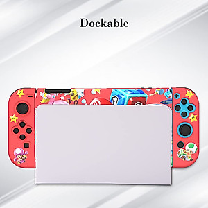 PERFECTSIGHT Protective Case Compatible with Nintendo Switch | Anti-Scratch Shockproof Slim Cover Case for NS Switch Joycon, Cute Mario Hard Shell Dockable Case, Party