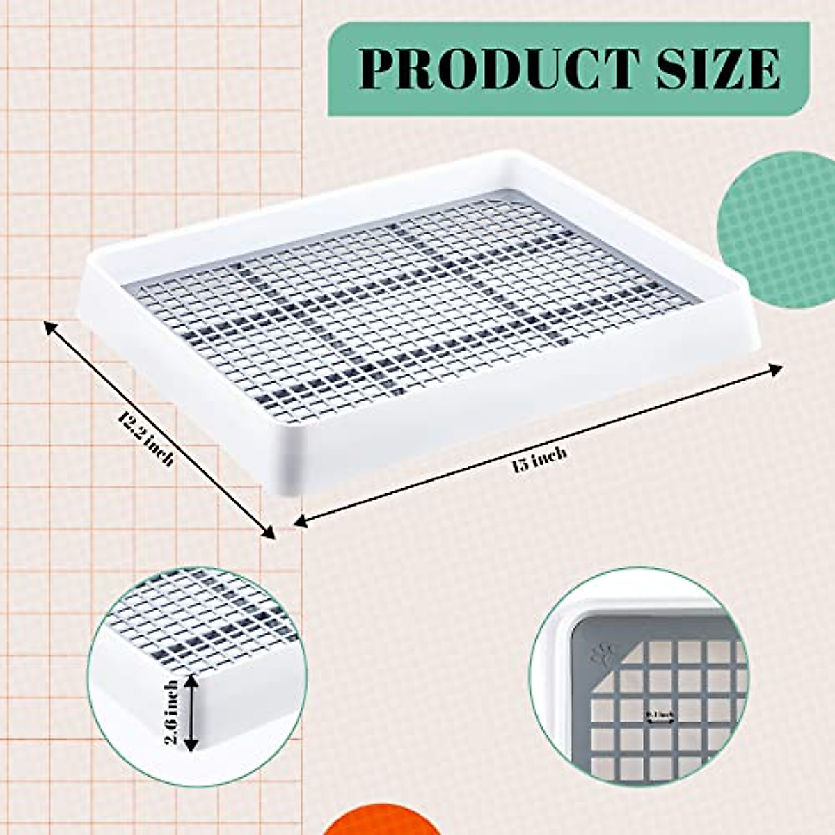 Bokon 2 Pcs Rabbit Large Litter Box for Cage Guinea Pig Litter Pan with Grid Rabbit Guinea Pig Toilet Ferret Corner Potty Trainner Ideal for Rats, Hamsters, Small Animals (15 x 12.2 x 2.6 Inch)