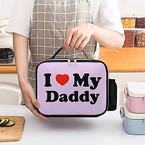 I Love My Daddy Insulated Lunch Tote Bag Durable Lunch Box Container with Detachable Buckled Handle for Office Work Picnic Travel