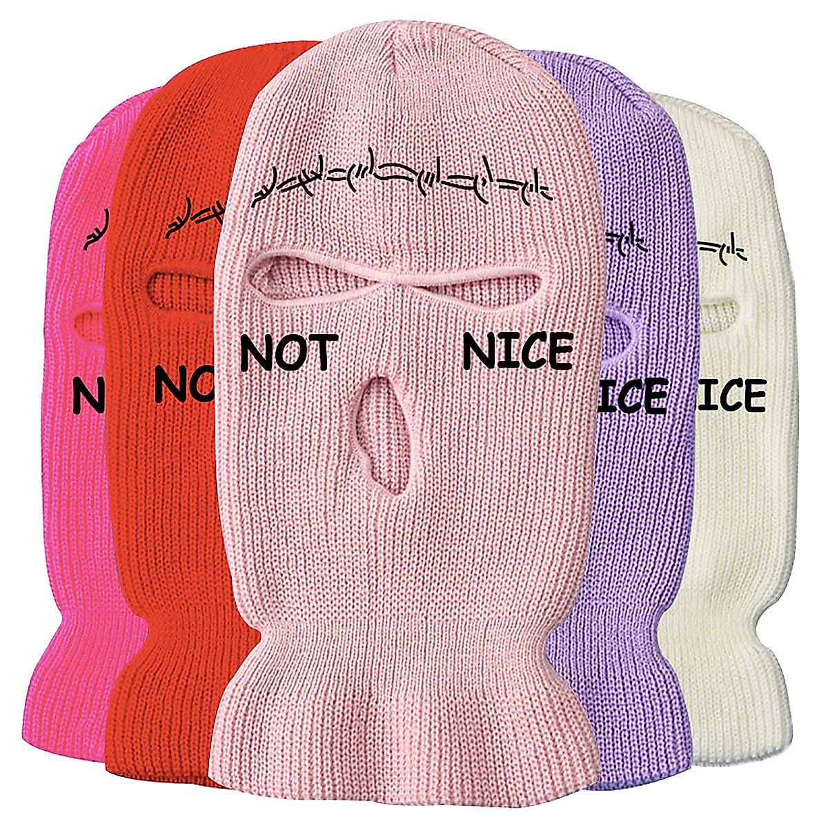 June Sports 3 Hole Knitted Ski Mask Not Nice Full Face Mask Winter Balaclava Face Cover for Outdoor Sports Camel MK4D Not Nice-camel One Size