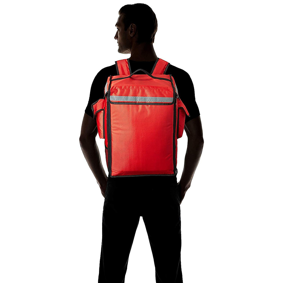 Food Delivery Backpack 14" L x 10" W x 19" H, Delivery Bag, Thermal Backpack,Heat Insulated Backpack, 2-Way Zipper (Red)