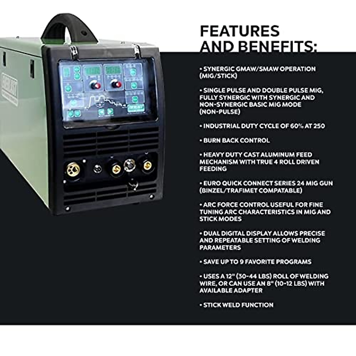 2021 Everlast PowerMIG 253DPi GMAW-P/SMAW 250A 220v 1PH